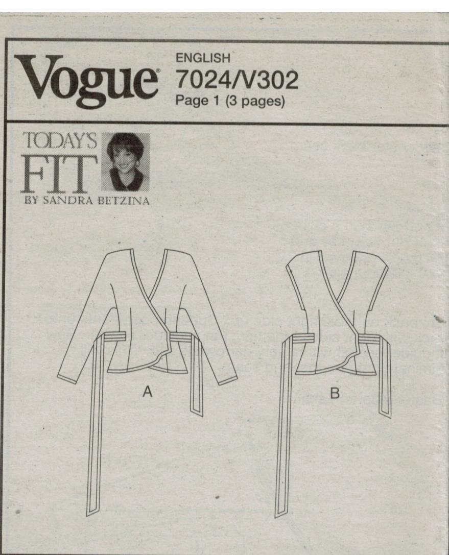 Vogue Pattern 7024, Today’s Fit by Sandra Betzina knit wrap blouses ...