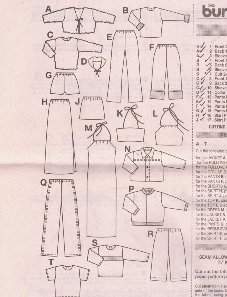 Burda Pattern 8576 Doll Clothes Wardrobe for dolls such as Barbie and ...